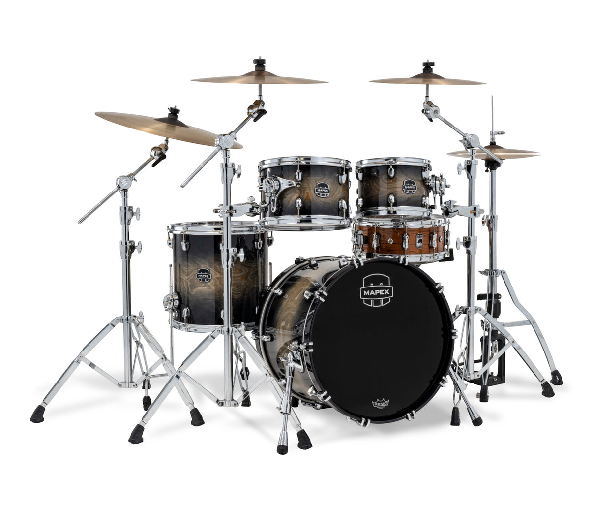 Mapex Saturn VI 20" 4-Piece Fusion Shell Pack in Black Ink Burst – Drum ...