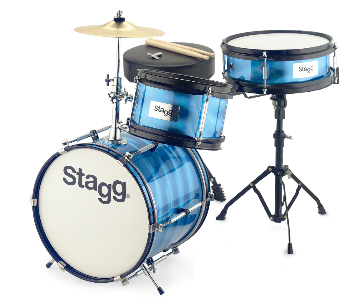 Stagg 12" 3-Piece Junior Drum Set w/ Hardware in Blue – Drum Shop