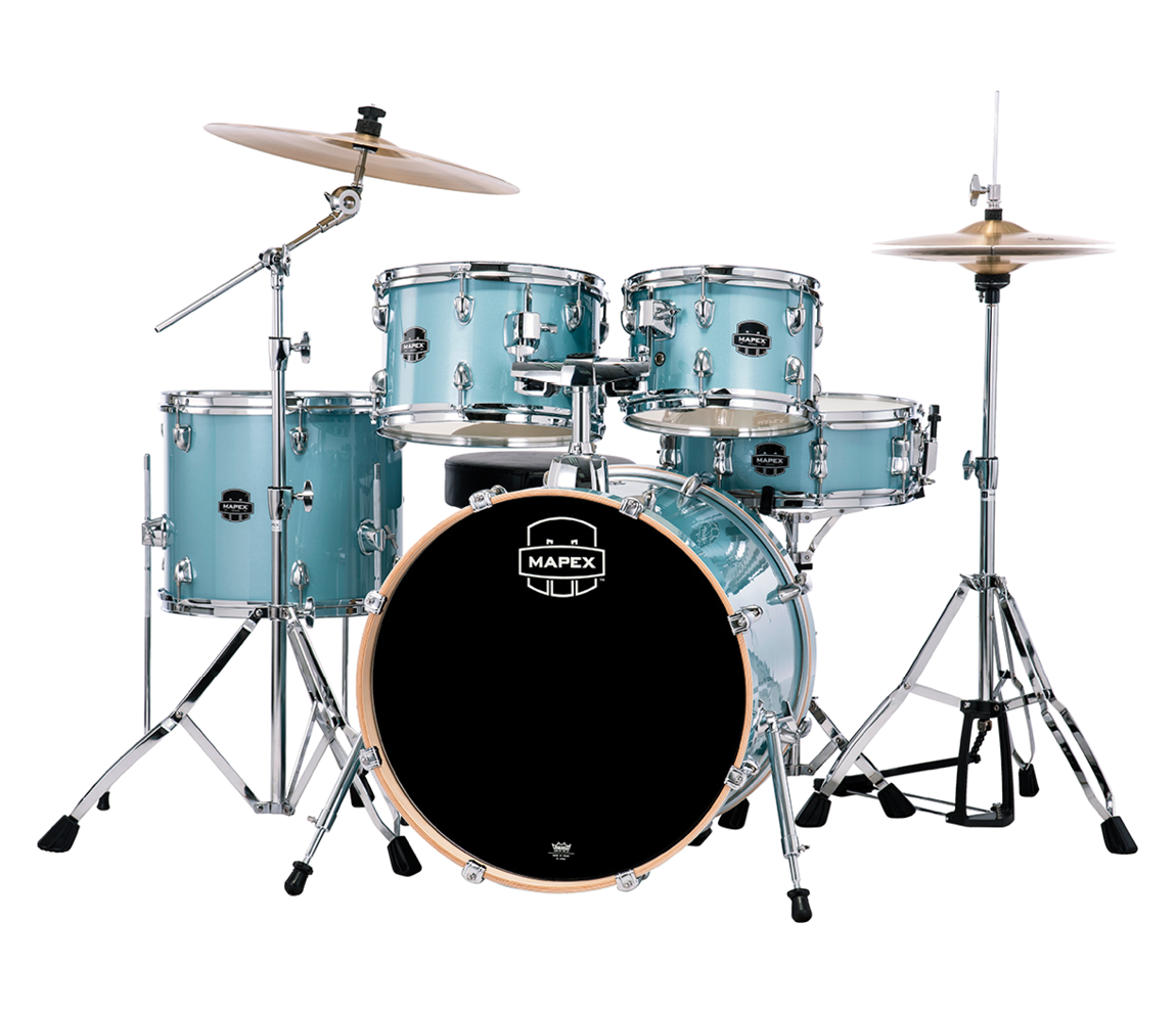 Mapex Venus Fusion Complete Drum Kit in Aqua Blue Sparkle – Drum Shop