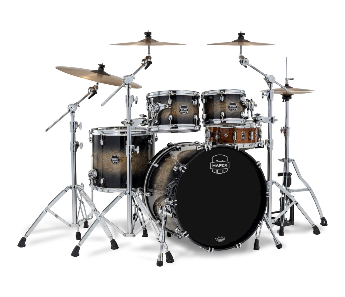 Mapex Saturn VI 22" 4-Piece Fast Rock Shell Pack in Black Ink Burst ...
