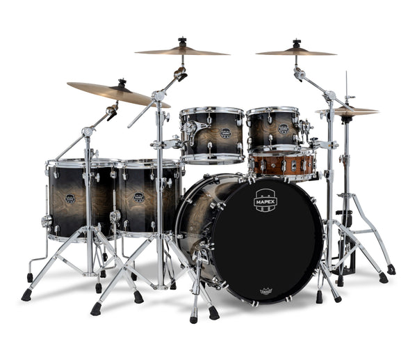 Mapex Saturn VI 22" 5-Piece Studioease Shell Pack in Black Ink Burst ...