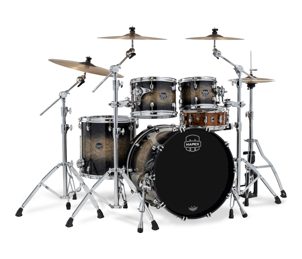 Mapex Saturn VI 4-Piece 22" Rock Shell Pack in Black Ink Burst – Drum Shop