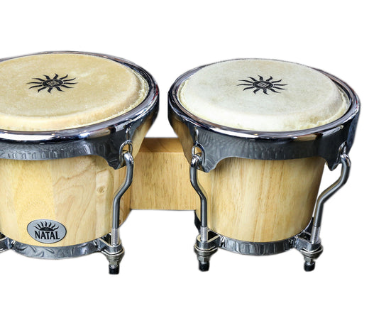 Natal Fuego Natural Wood Bongos - Chrome Hardware, Matt Natural – Drum Shop